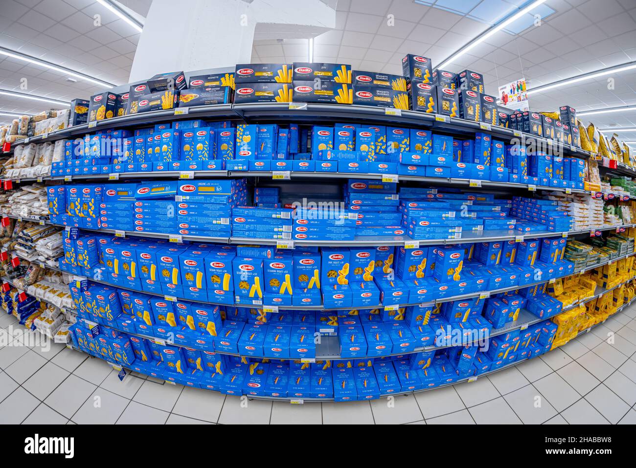 Turin, Italy - December 10, 2021: Barilla Pasta in different types and ...