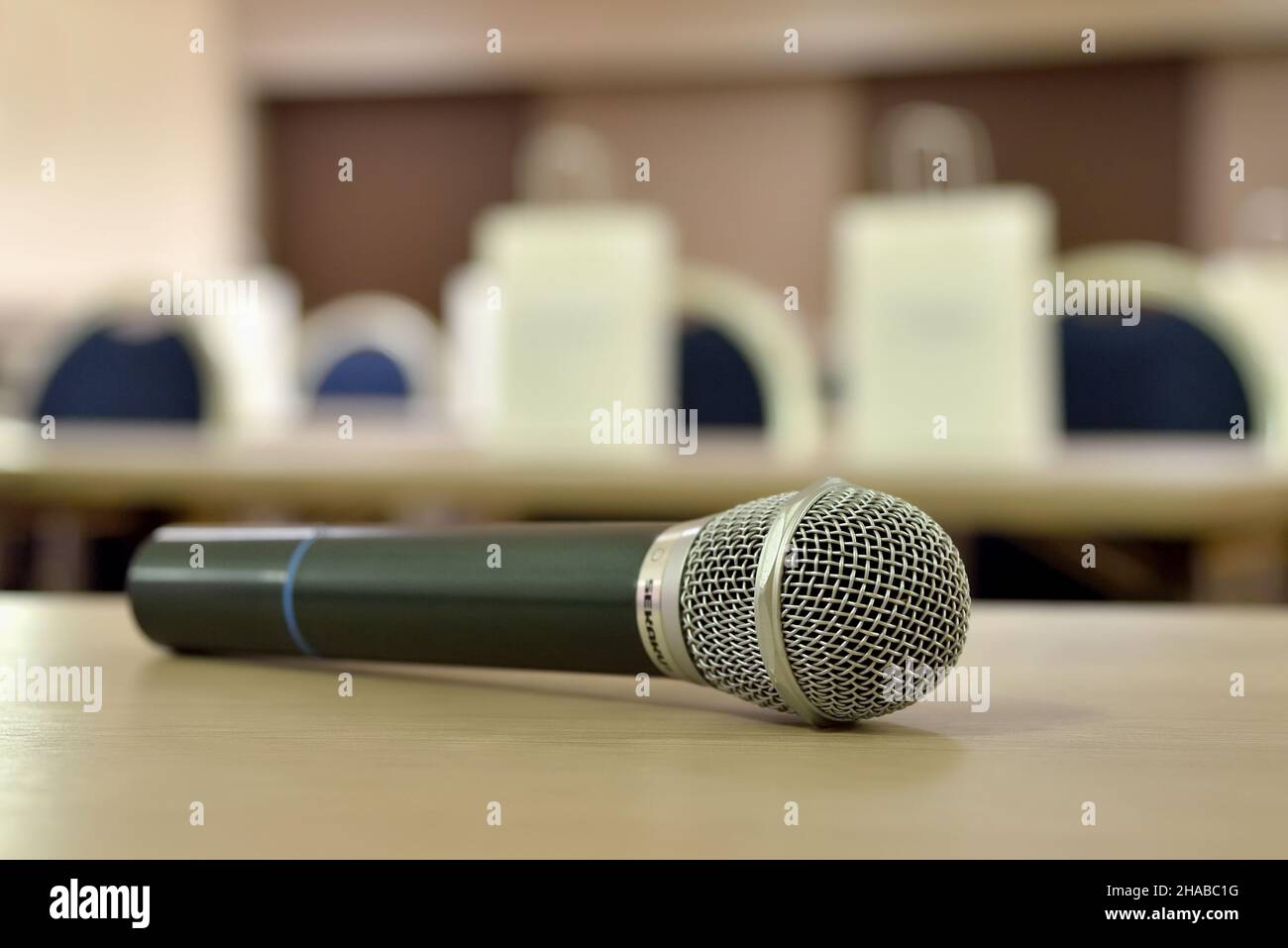Microphone on presentation table hi-res stock photography and images ...