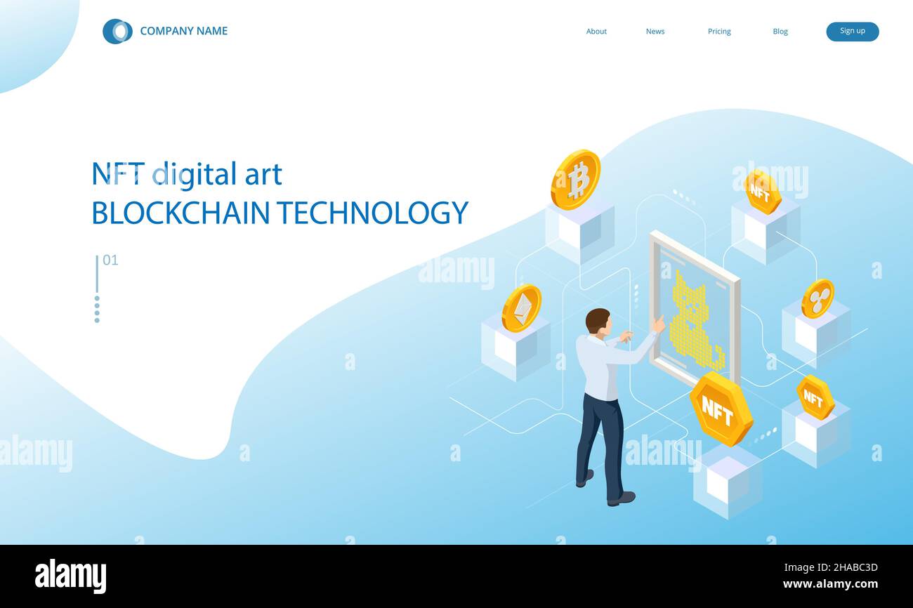 Isometric Digital art NFTs, generative art. NFT Non-fungible token is a unique and non ...