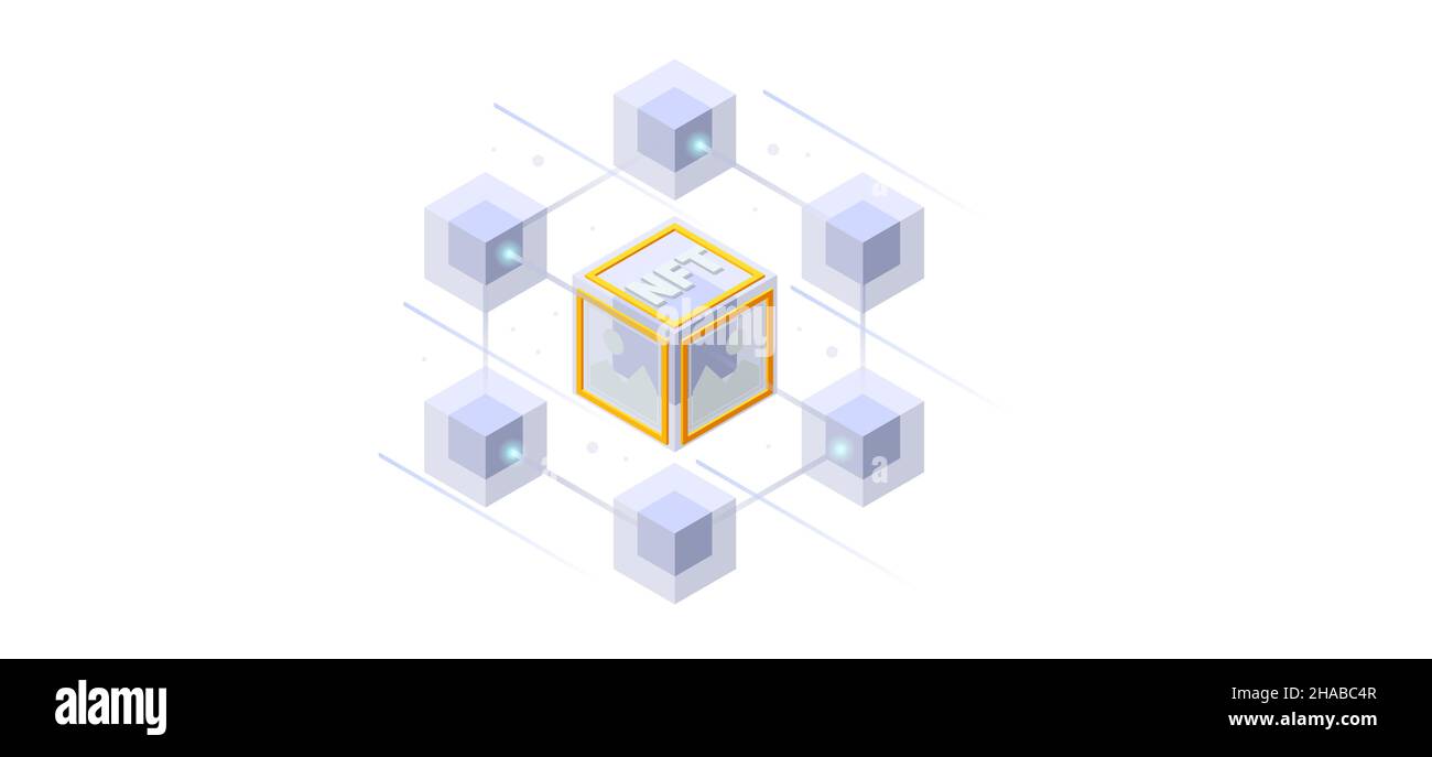 Isometric Digital art NFTs, generative art. NFT Non-fungible token is a ...