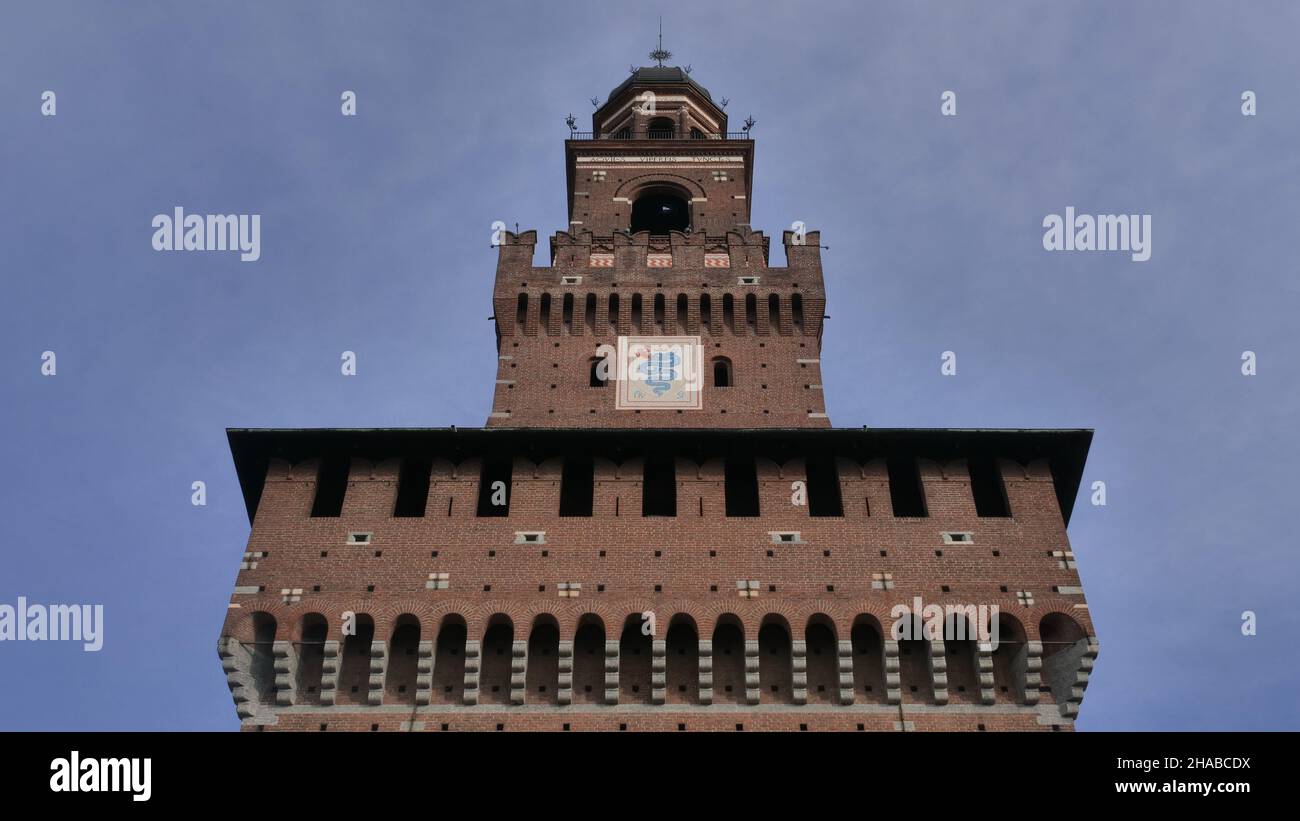 The filarete tower in Sforza Castle (Castello Sforzesco) in Milan ...