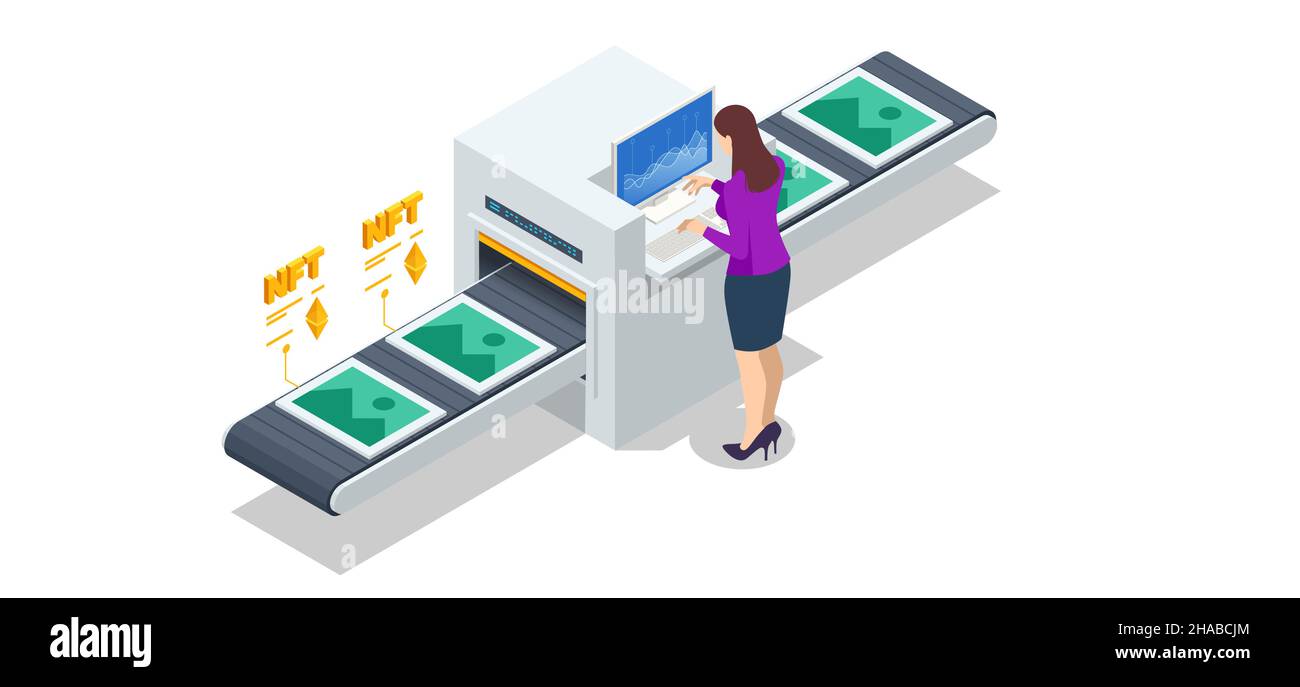 Isometric Digital art NFTs, generative art. NFT Non-fungible token is a ...