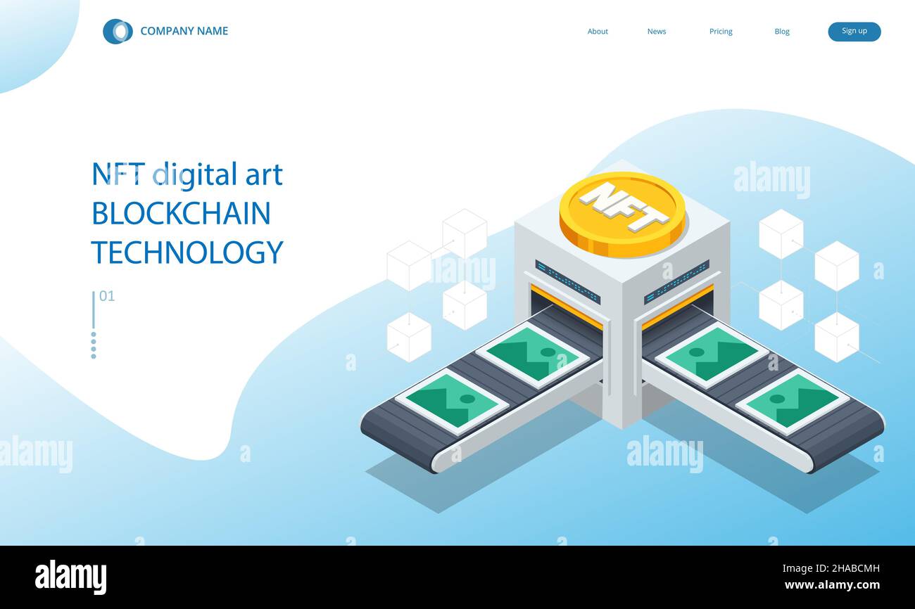 Isometric Digital art NFTs, generative art. NFT Non-fungible token is a unique and non ...