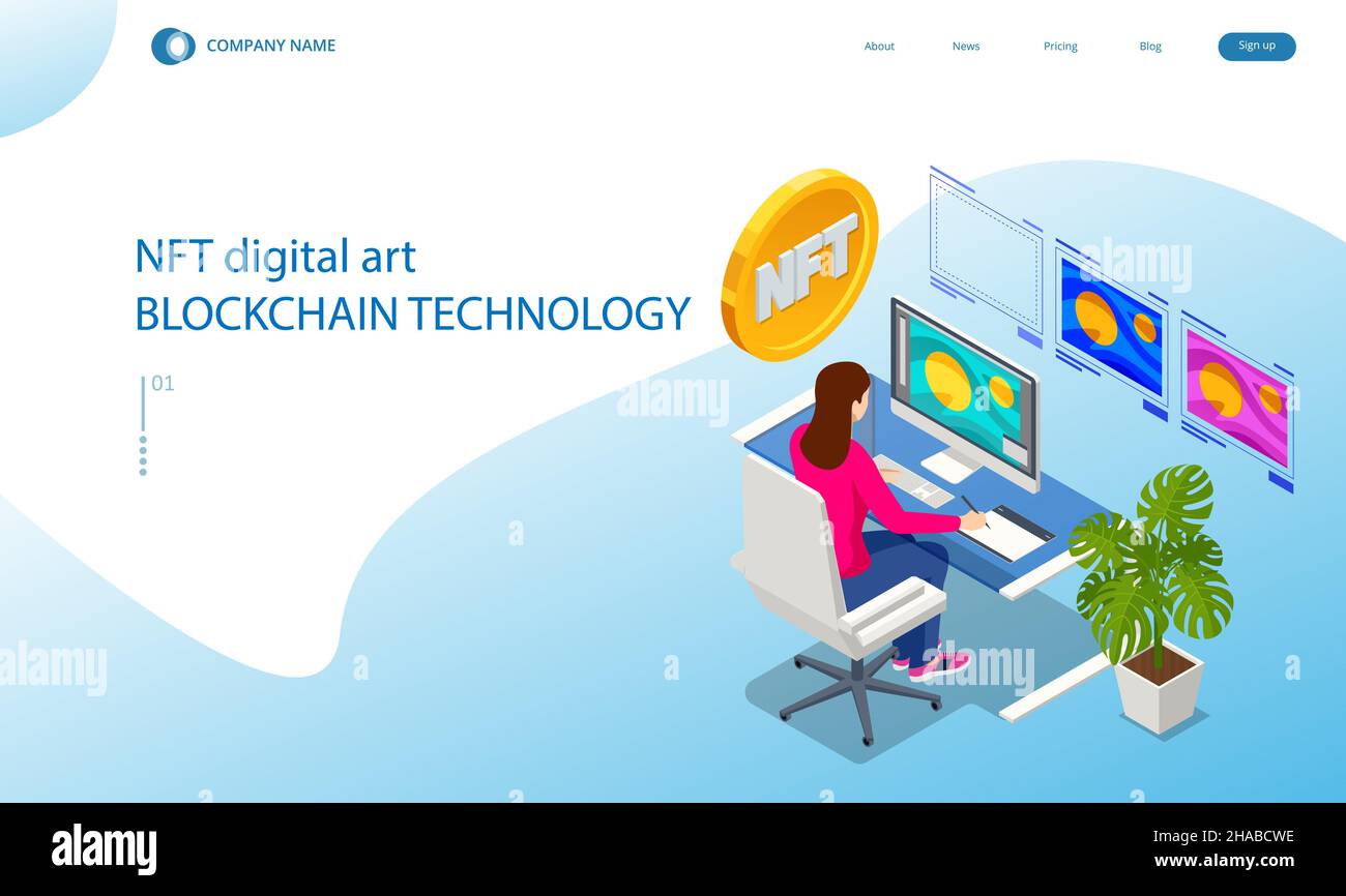 Isometric Digital art NFTs, generative art. NFT Non-fungible token is a ...