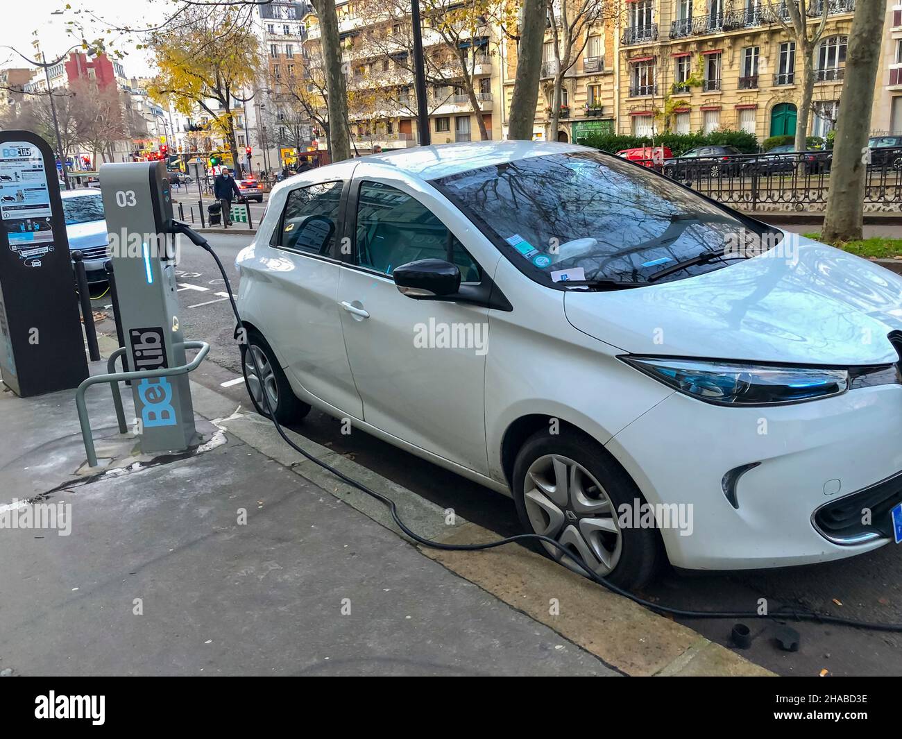 Paris, France, Electric Cars Parked, Charging Station on Street, paris ...