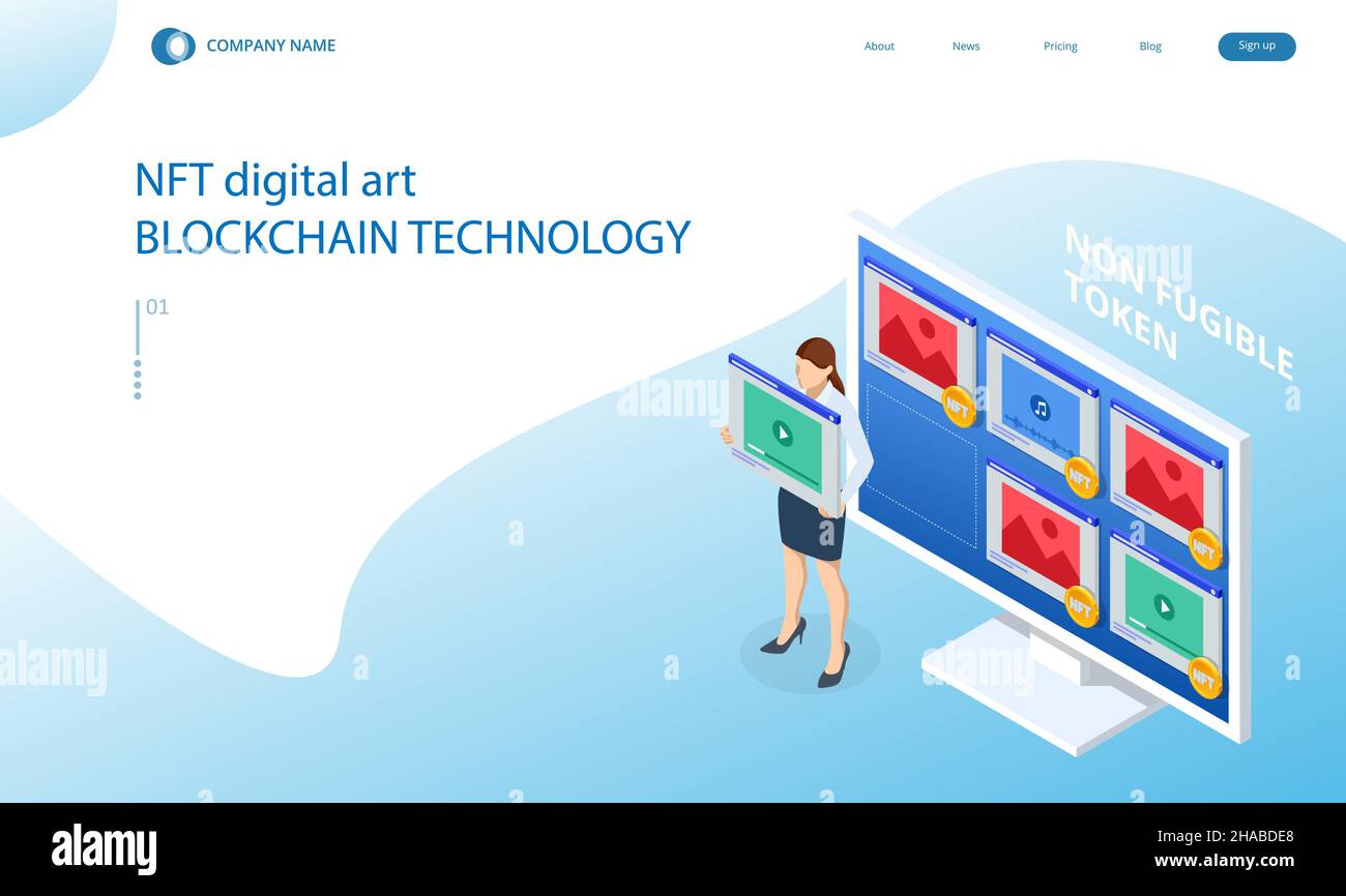 Isometric Digital art NFTs, generative art. NFT Non-fungible token is a unique and non ...