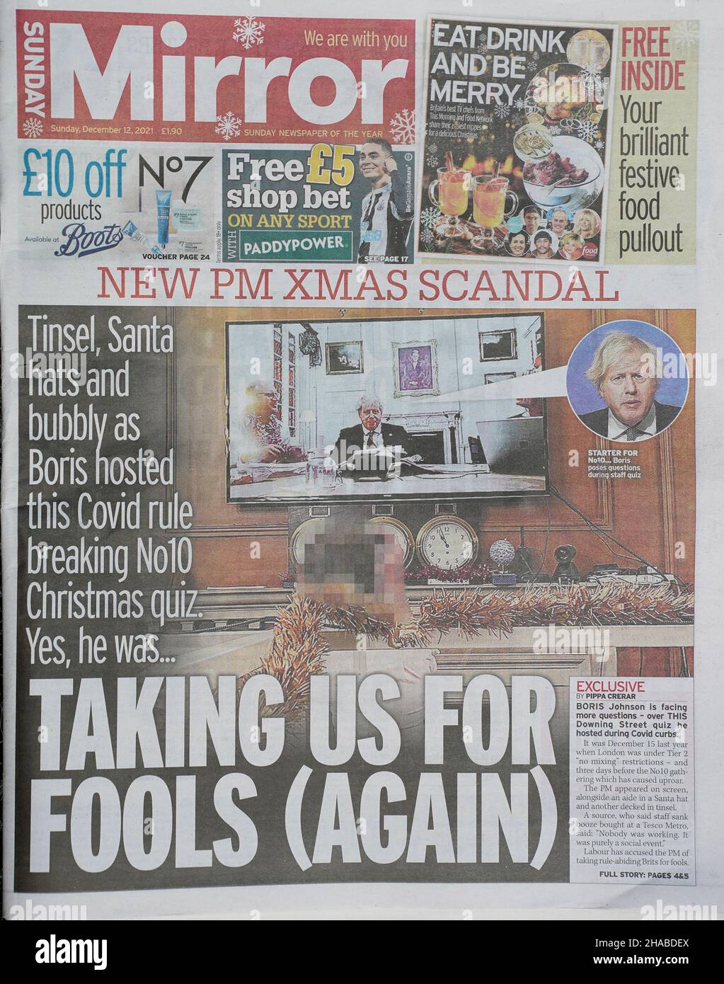 Boris johnson front page hi-res stock photography and images - Alamy