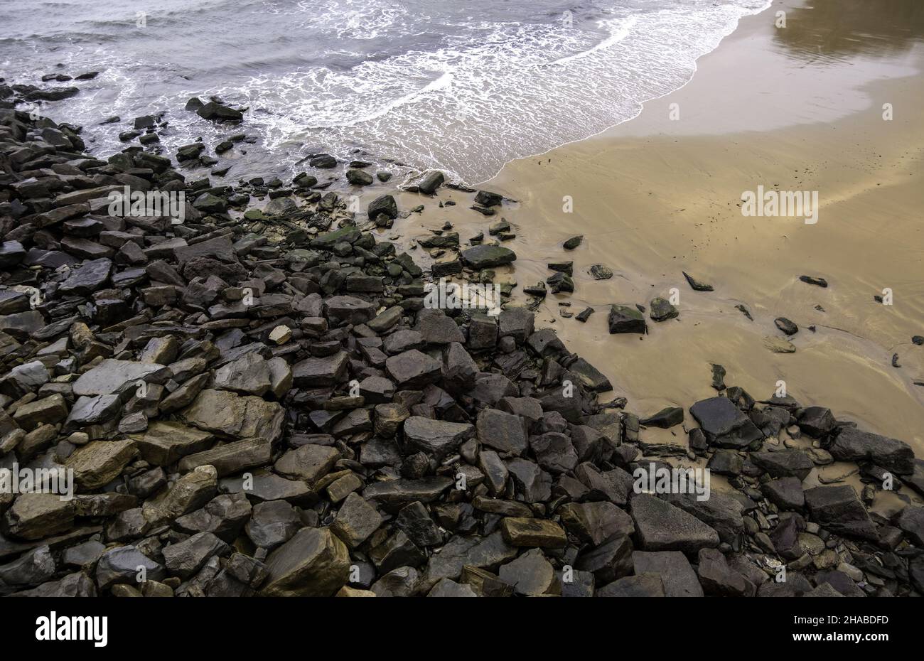 Stones in sand beach, nature and landscape, sea Stock Photo - Alamy