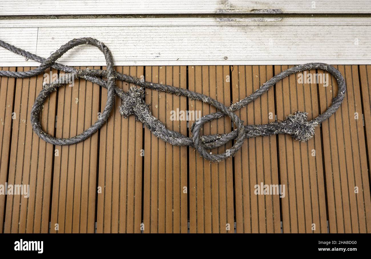 Nylon rope in fishing port, tools and objects Stock Photo - Alamy
