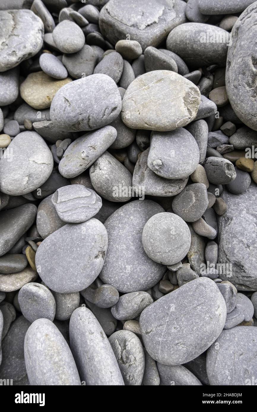 Pebble stones in natural park, geology and detail Stock Photo - Alamy