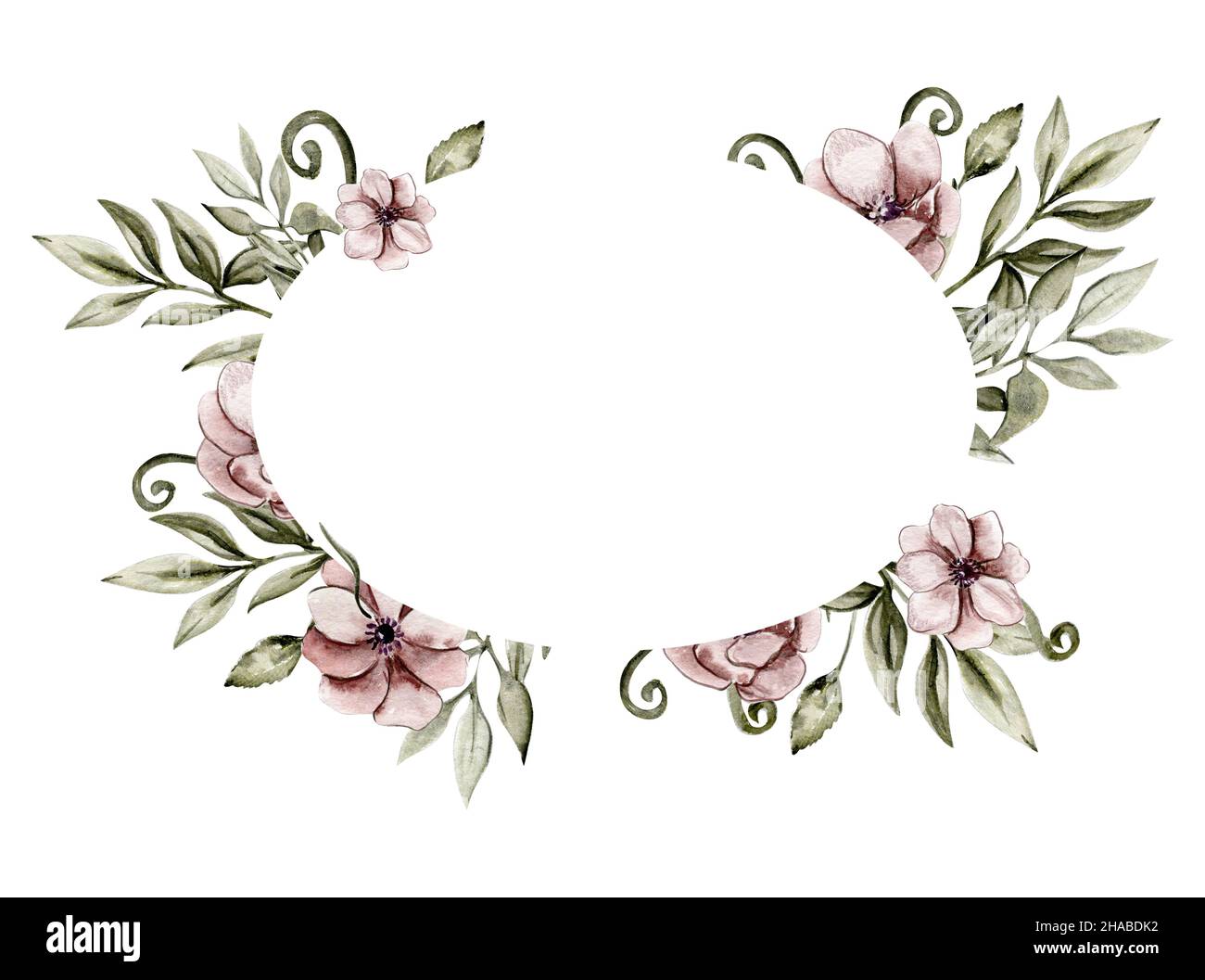 Watercolor romantic vintage flower frames composition Stock Photo - Alamy