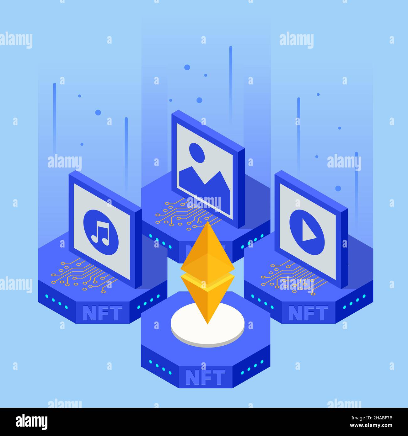 Isometric NFT Non-fungible token is a unique and non-interchangeable unit of data stored on a ...