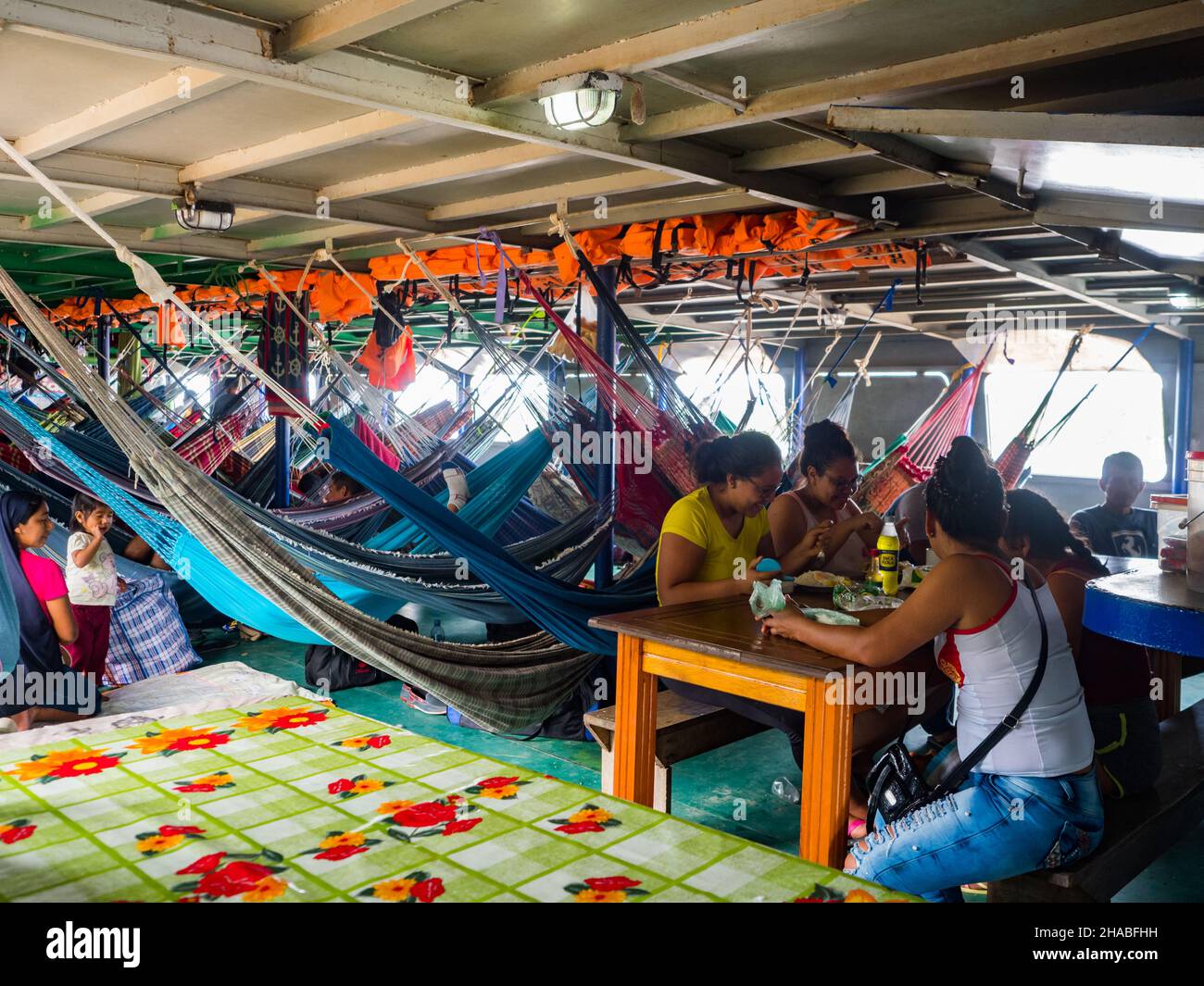 Amazon River, Peru - Dec, 2019: Beautiful, colorful hammocks on the ...