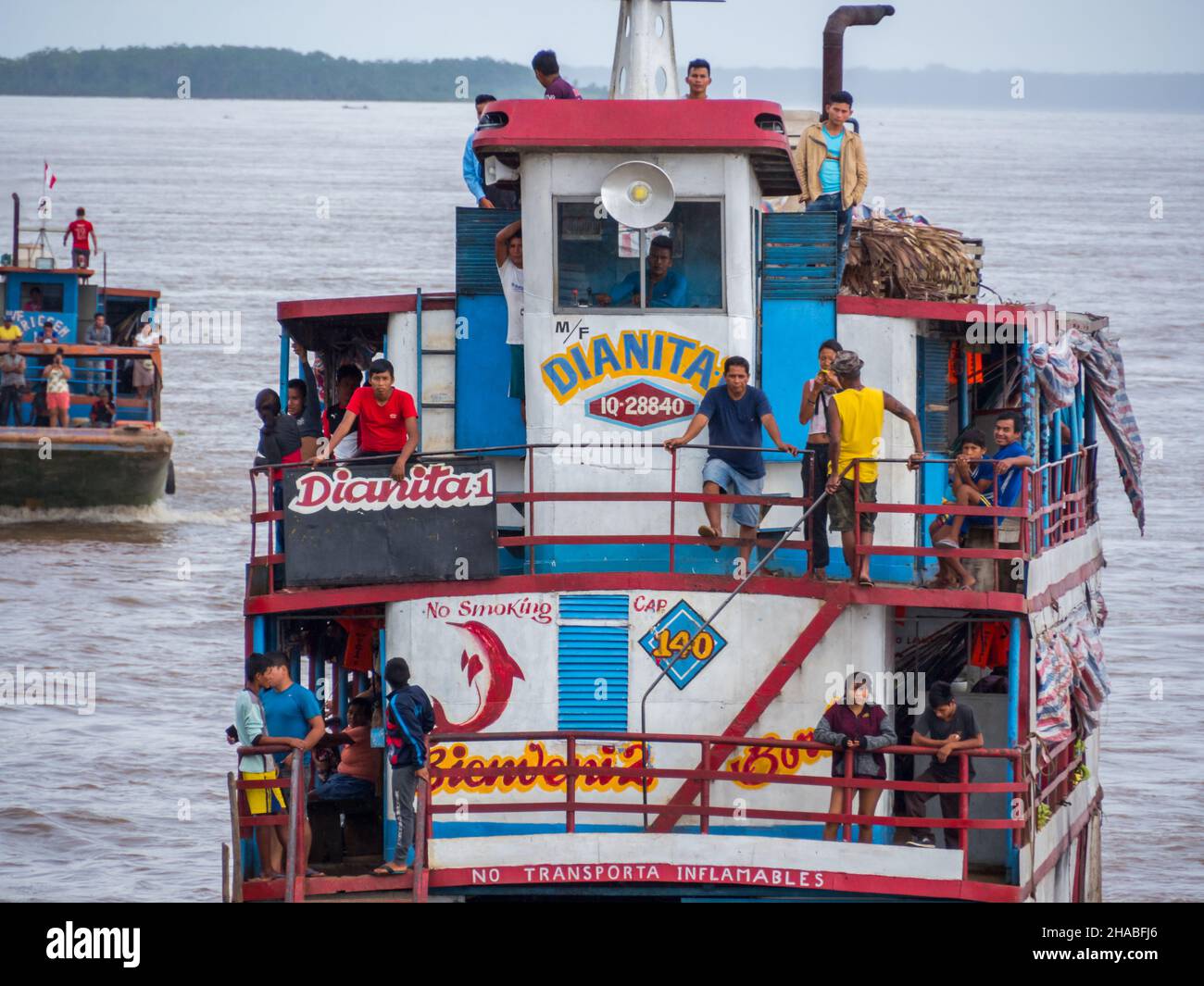 Iquitos, Peru - Dec, 2019: Ferry boats on the Amazon River, Amazonia ...