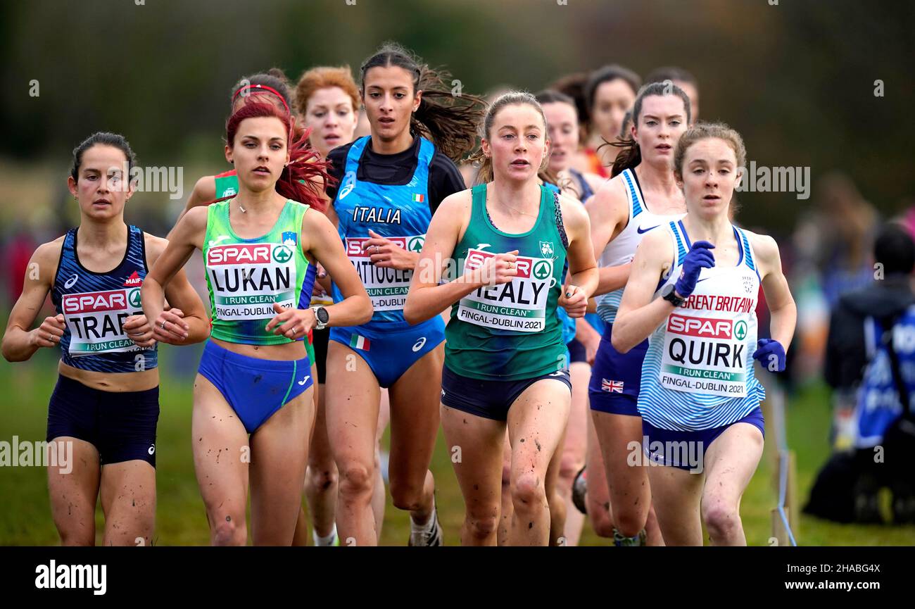 Irelands Sarah Healy (centre right) and Great Britain's Amelia Quirk ...