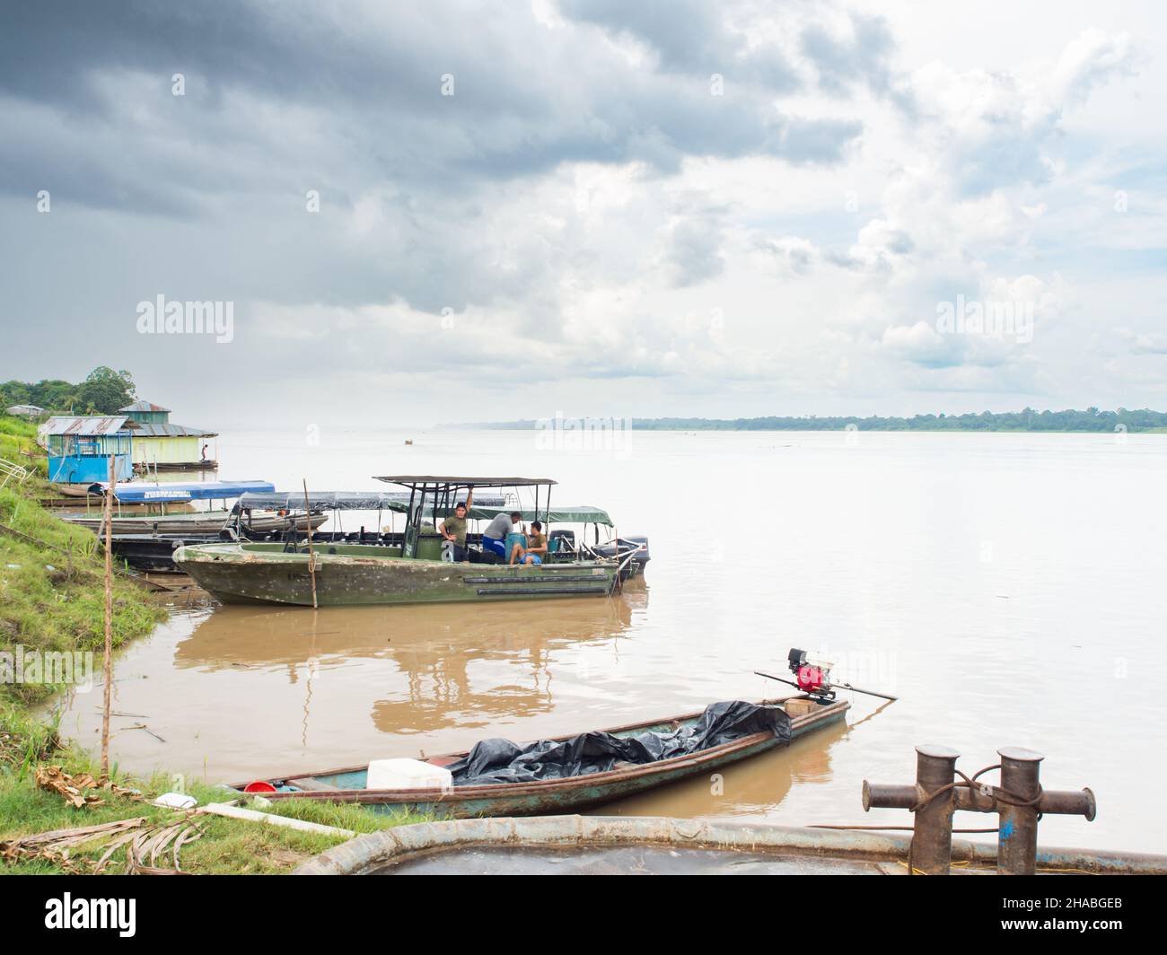 Amazonia, Peru, December - 2017: Water transport in the Amazon ...