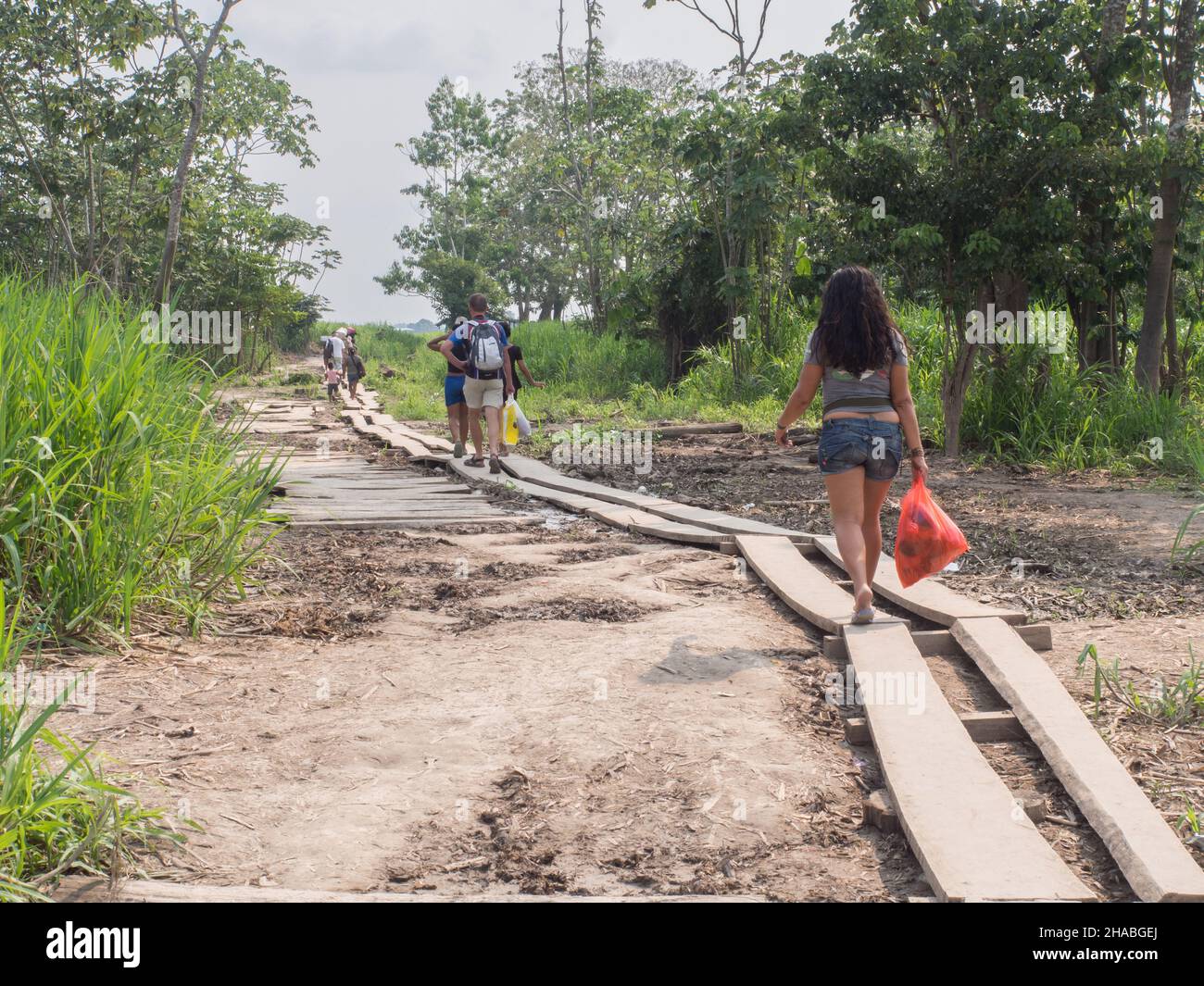 Leticia, Colombia - Sep, 2017: Wooden bridge to the 'Isla de La ...