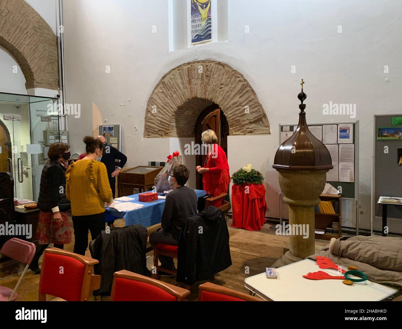 The Anglo Saxon font at All Saints Brixworth Church Northamptonshire UK ...