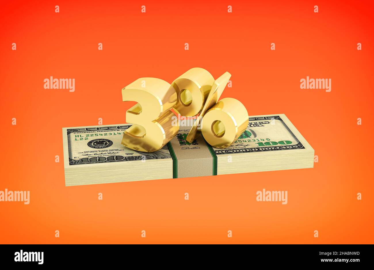 3% savings - discount - interest rate. 3D Rendering Stock Photo - Alamy