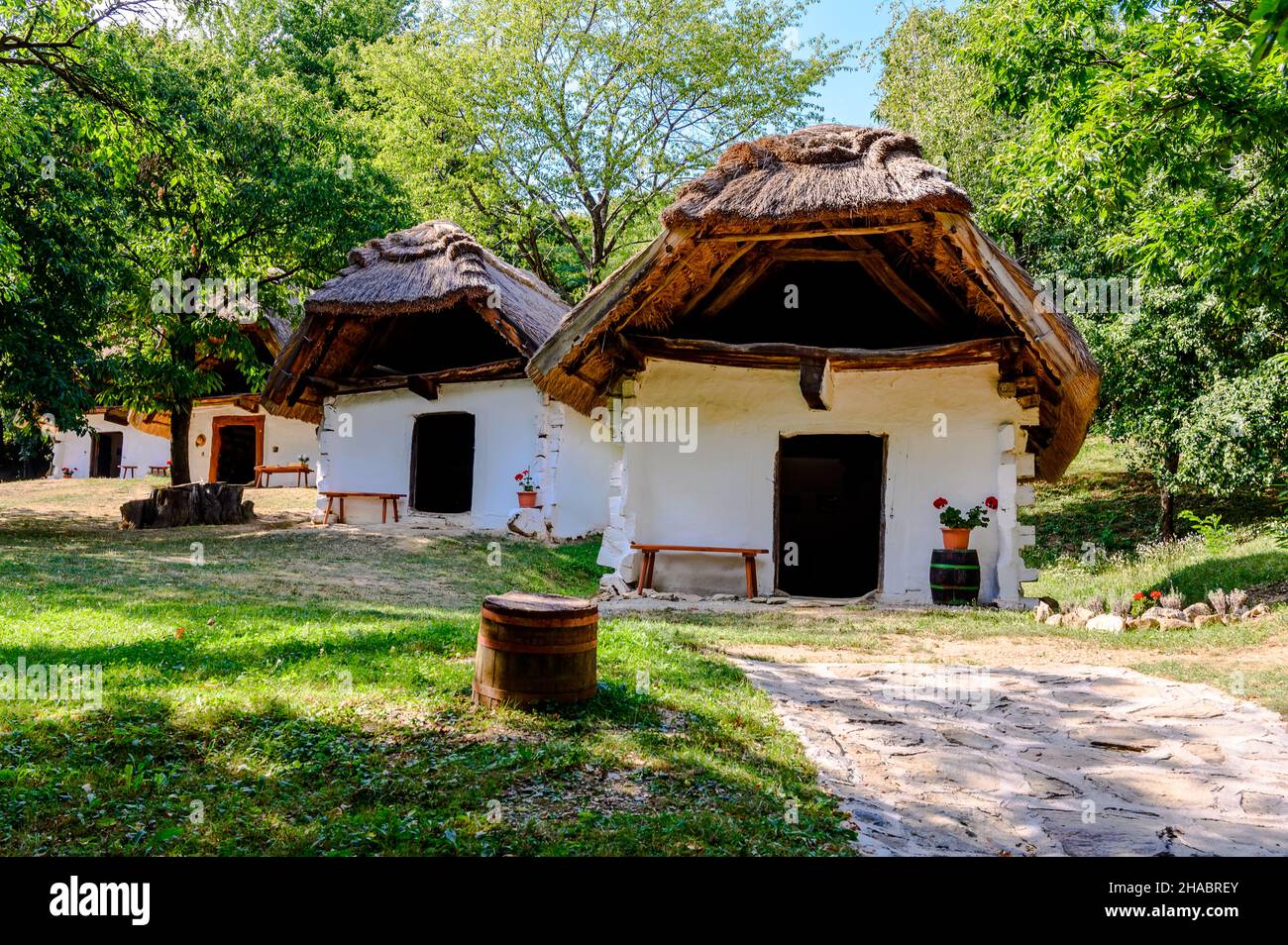 View on a classic old hungarian house in Cak, Hungary in green ...