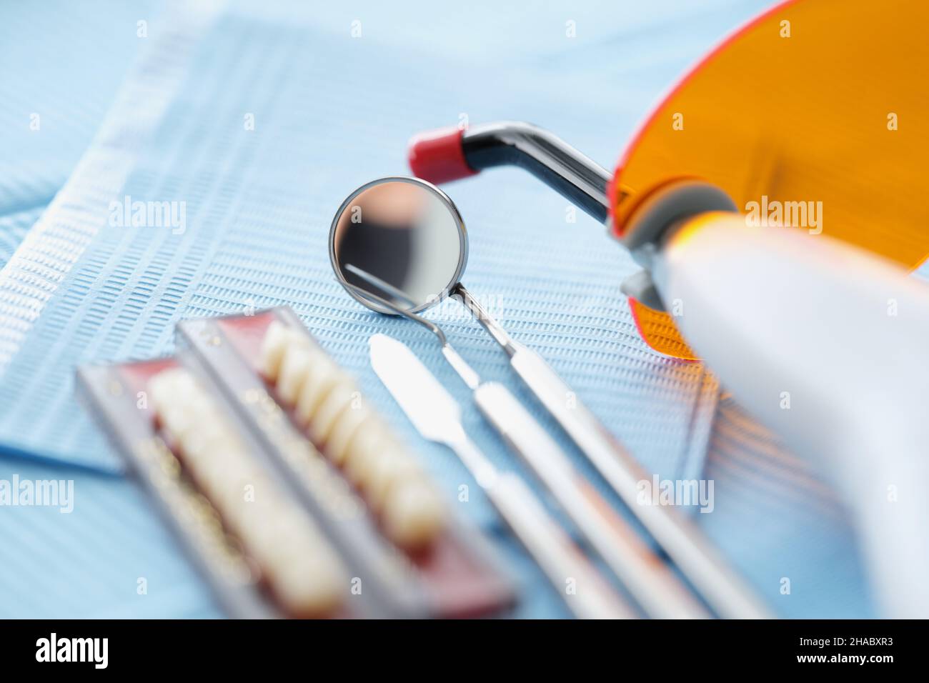 Set of dentist medical tools for cure people teeth Stock Photo - Alamy