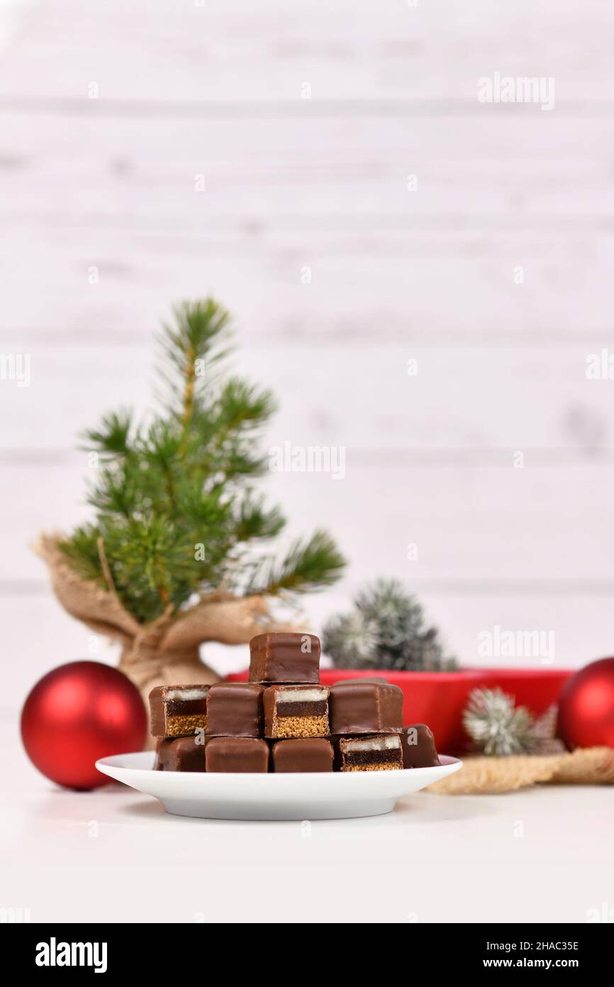 Traditional German sweets called 'Dominosteine'. Christmas candy ...