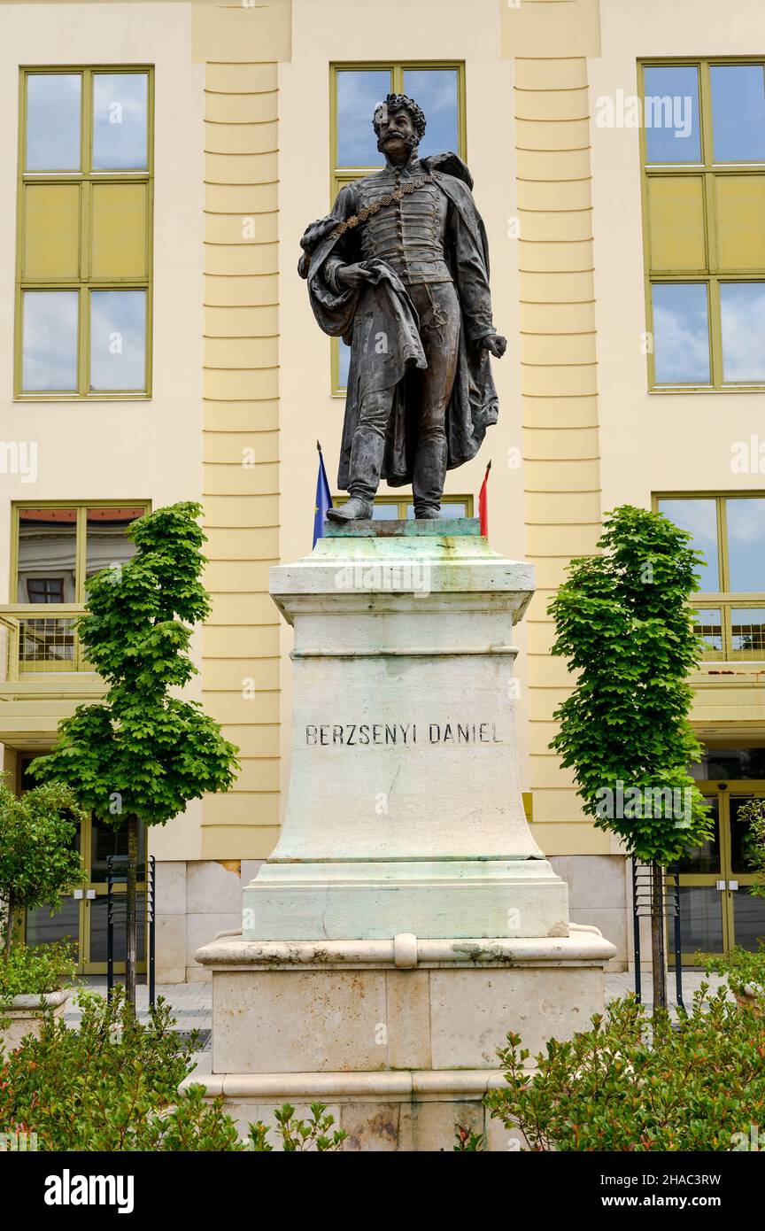 Statue of Berzsenyi Daniel in Szombathely , Hungary on a sunny day ...