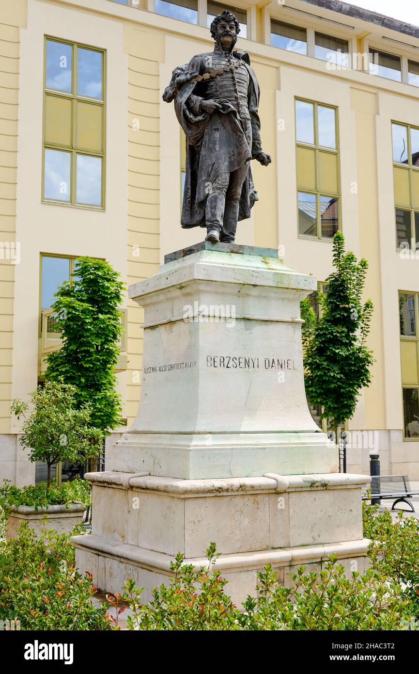 Statue of Berzsenyi Daniel in Szombathely , Hungary on a sunny day ...