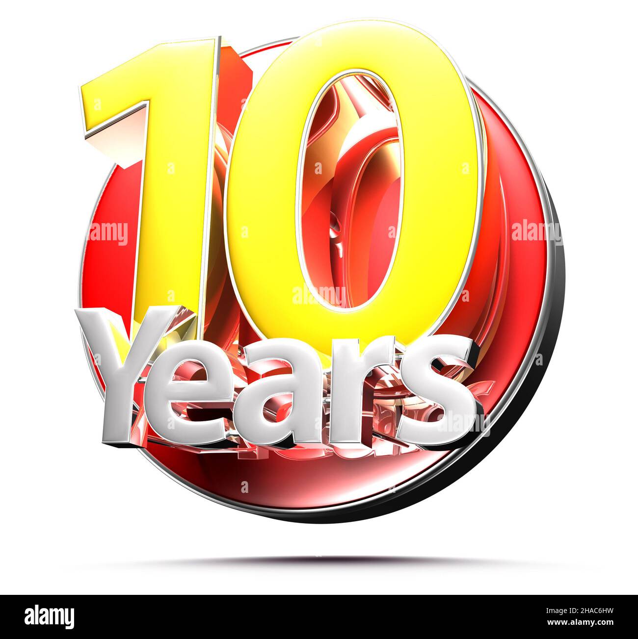 Sign 10 years isolated on white background 3D illustration with ...