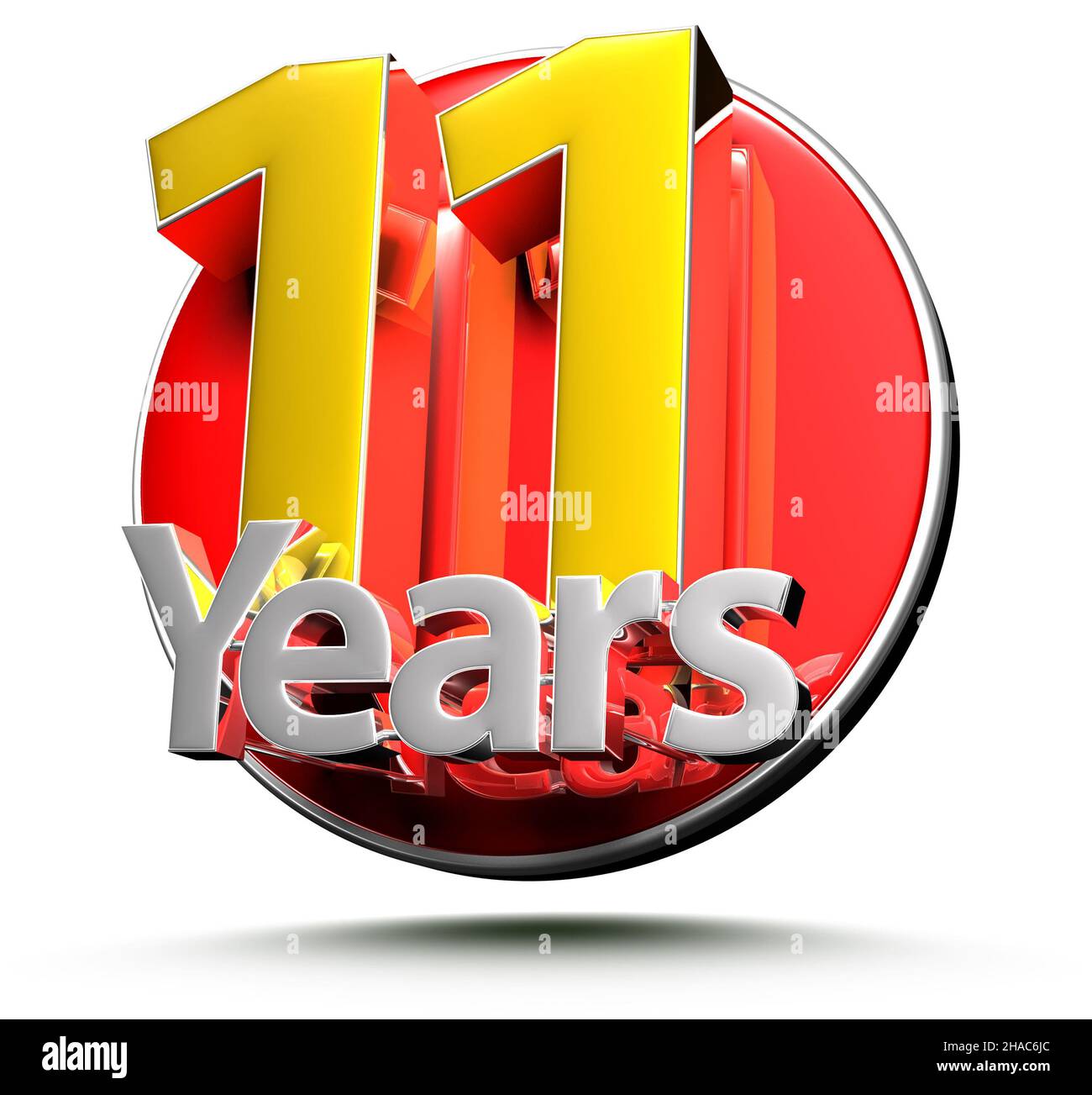 Sign 11 years isolated on white background 3D illustration with ...
