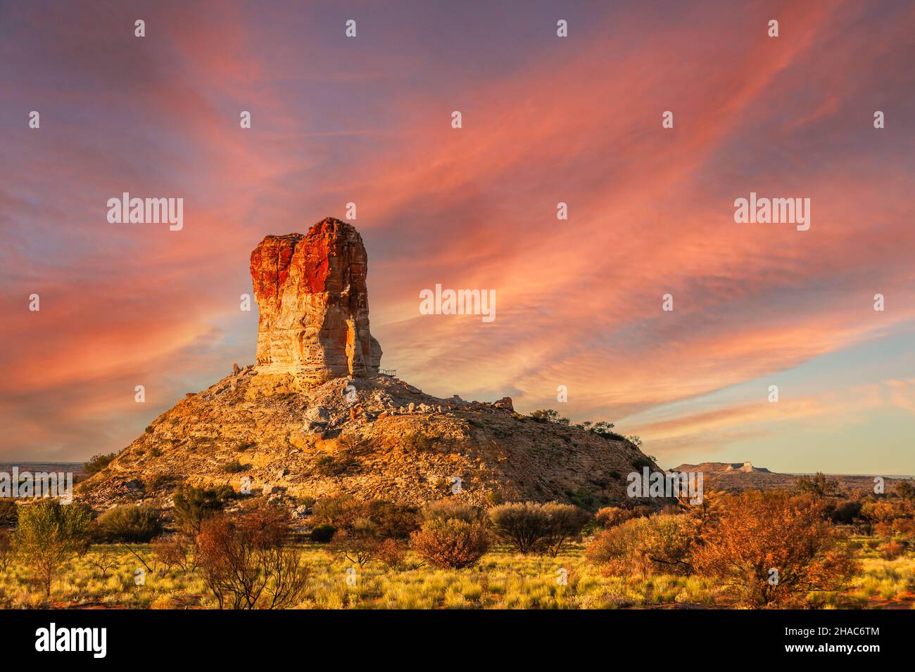 Landscape at sunrise in Outback Northern Territory with close up of ...