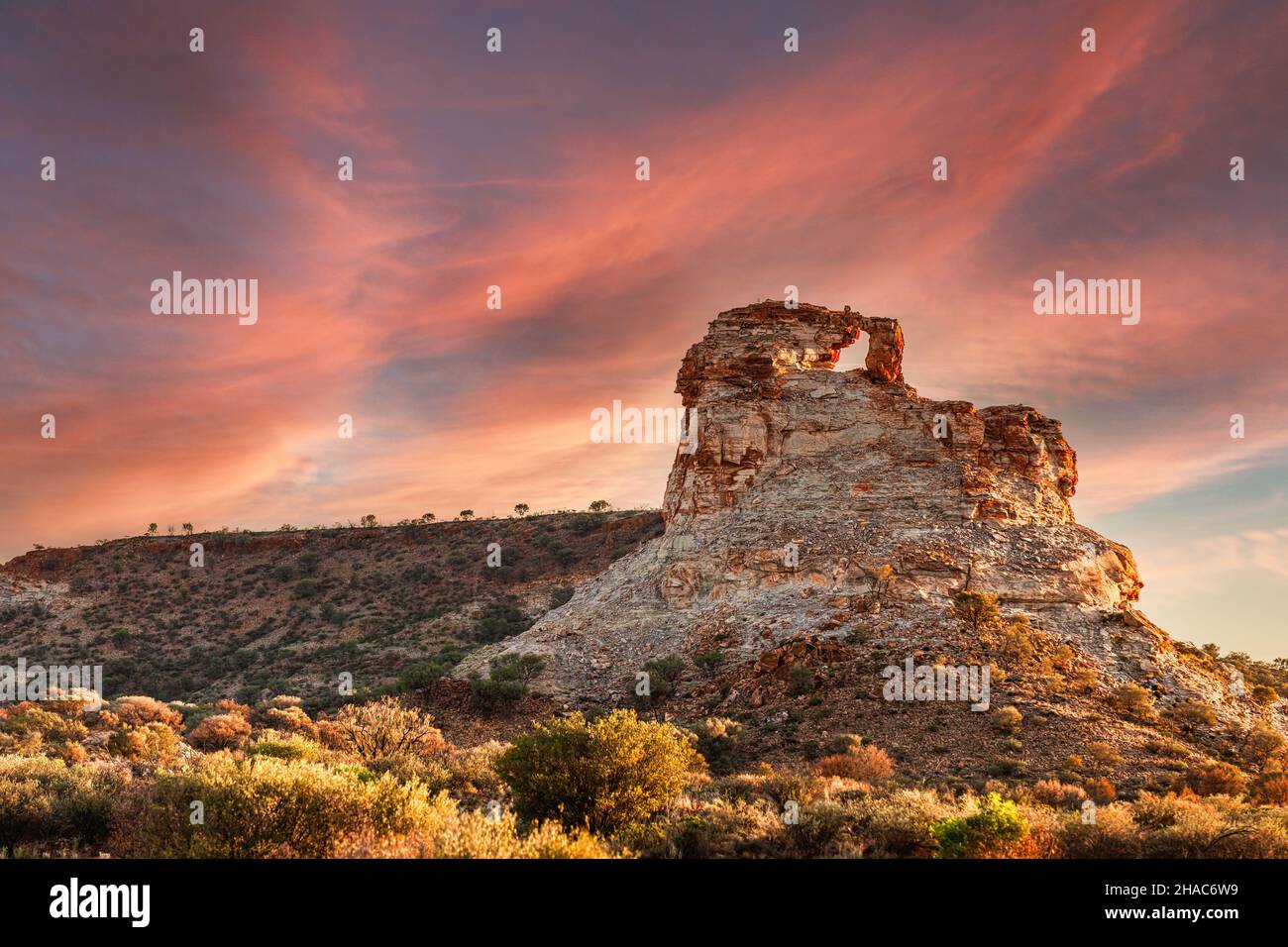 Landscape at sunset in Outback Northern Territory with close up of ...