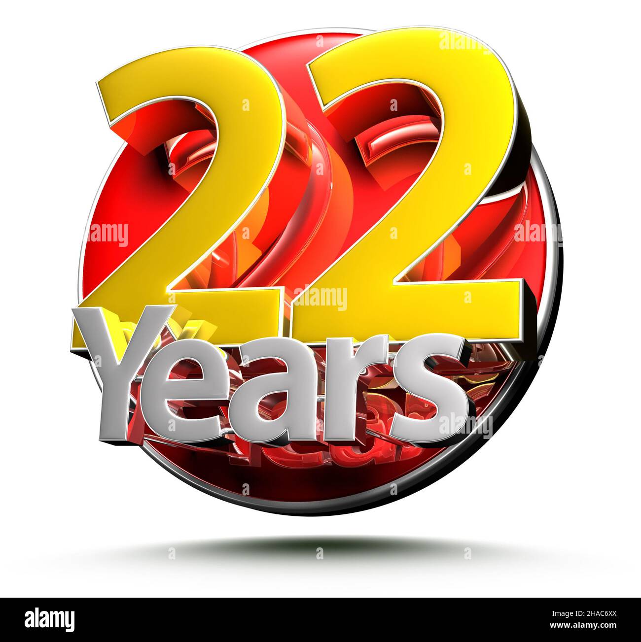 Sign 22 years isolated on white background 3D illustration with ...