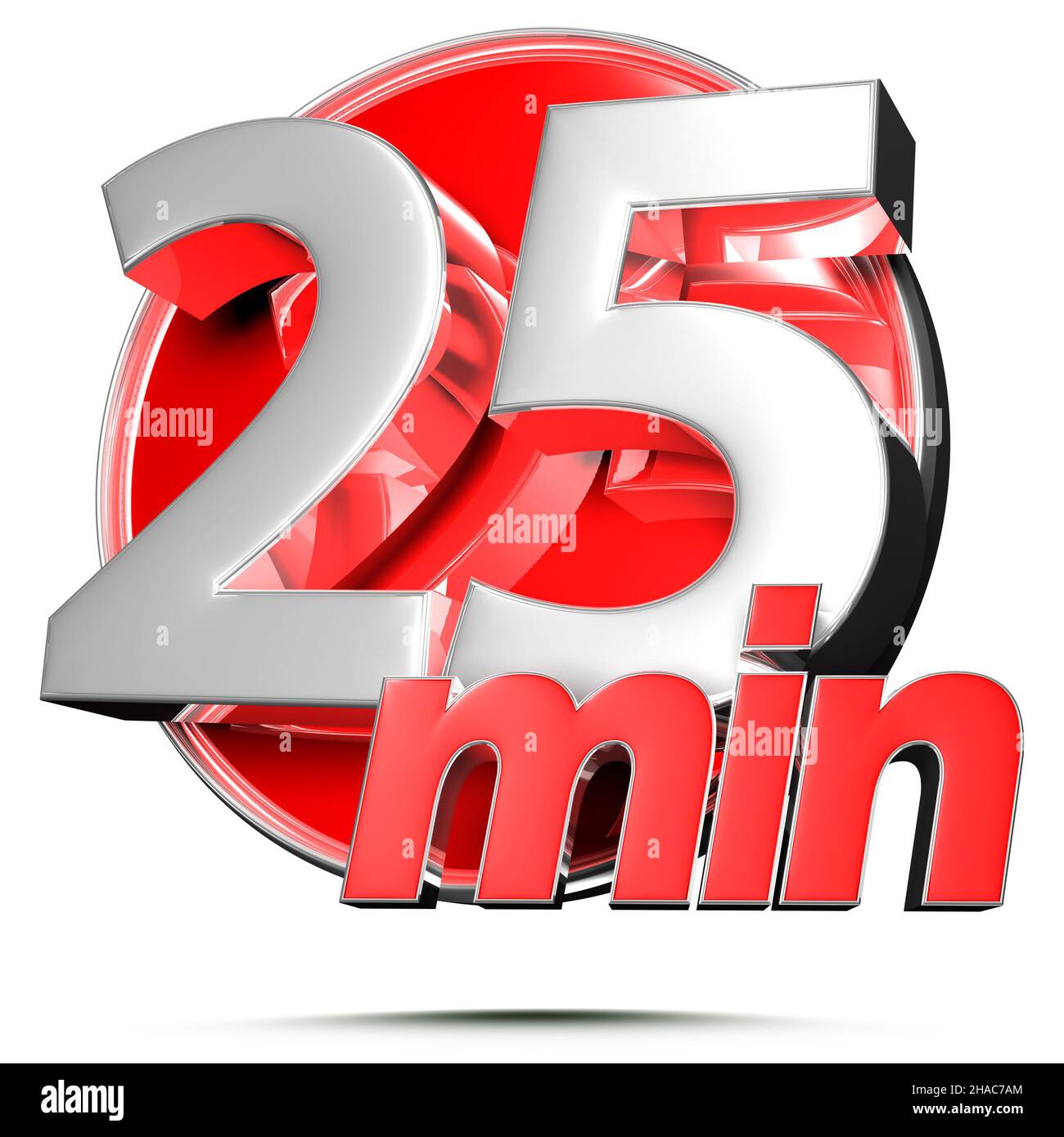 Timer sign 25 min 3D illustration on white background with clipping ...