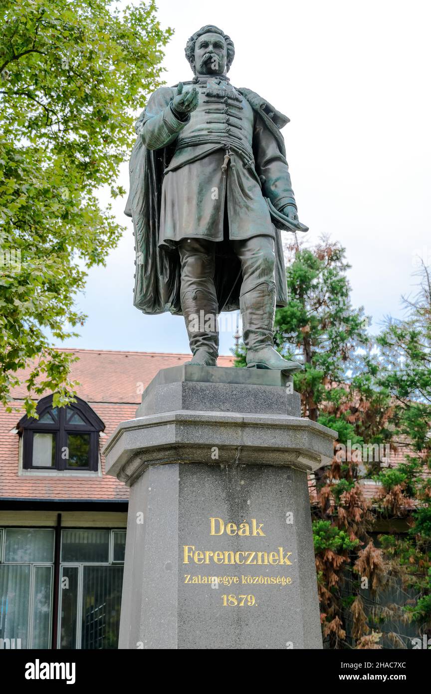 Statue of Deak Ferenc in front of the Deak Ferenc County Library in ...