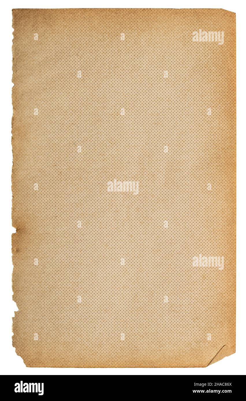 Old paper sheet texture with halftone effect isolated on white ...
