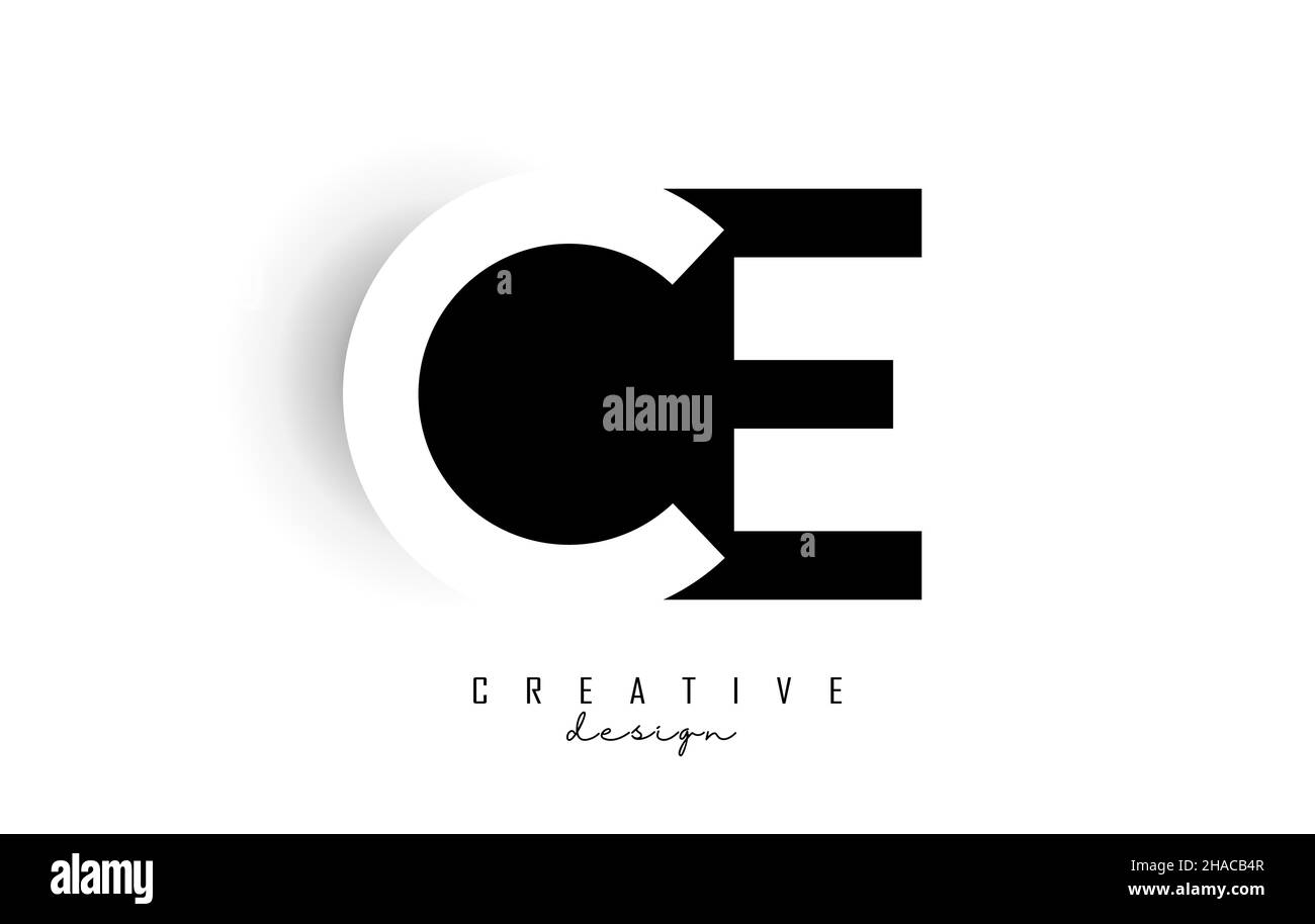 Letters CE Logo with black and white negative space design. Letters C ...