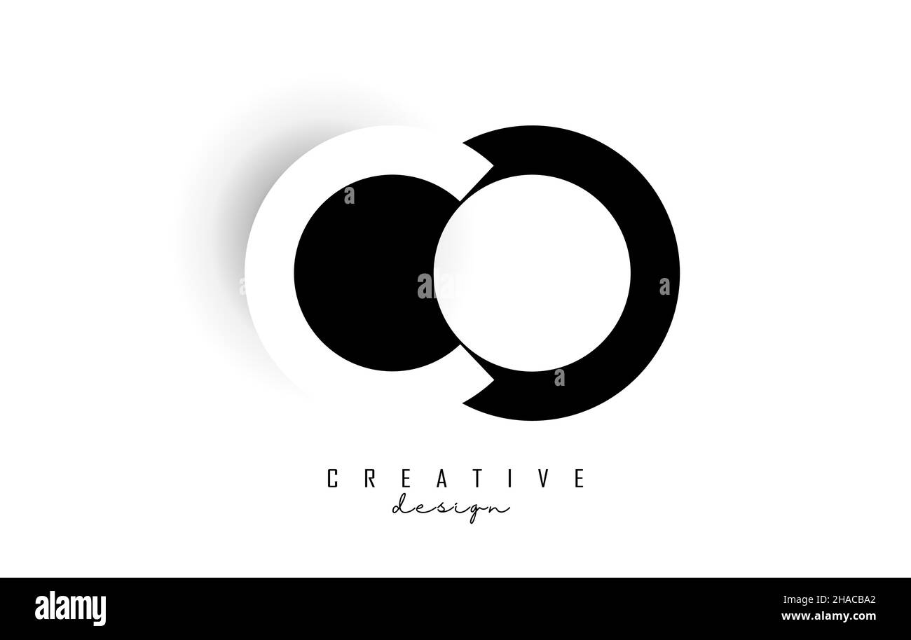 Letters CO Logo with black and white negative space design. Letters C ...