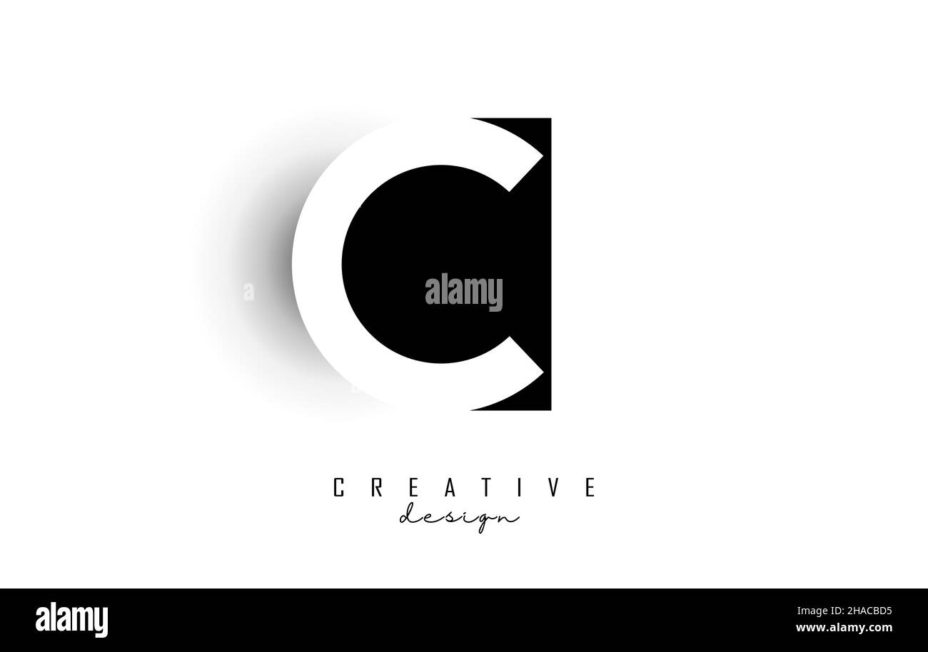Letters CI Logo with black and white negative space design. Letters C ...