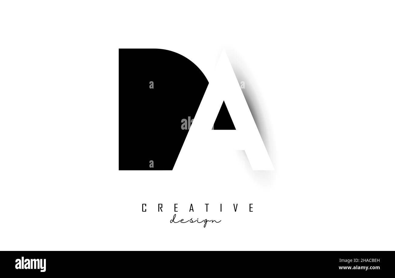 Letters DA Logo with black and white negative space design. Letters D ...