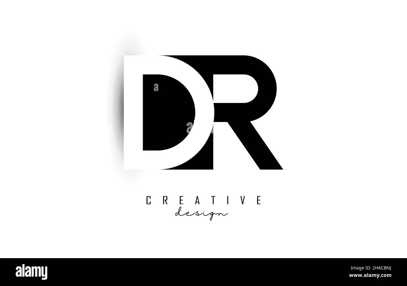 Letters DR Logo with black and white negative space design. Letters D ...