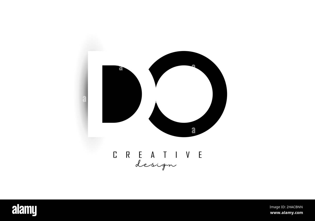 Letters DO Logo with black and white negative space design. Letters D ...