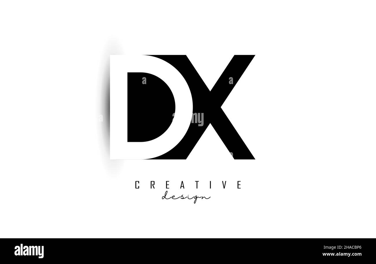 Letters DX Logo with black and white negative space design. Letters D ...