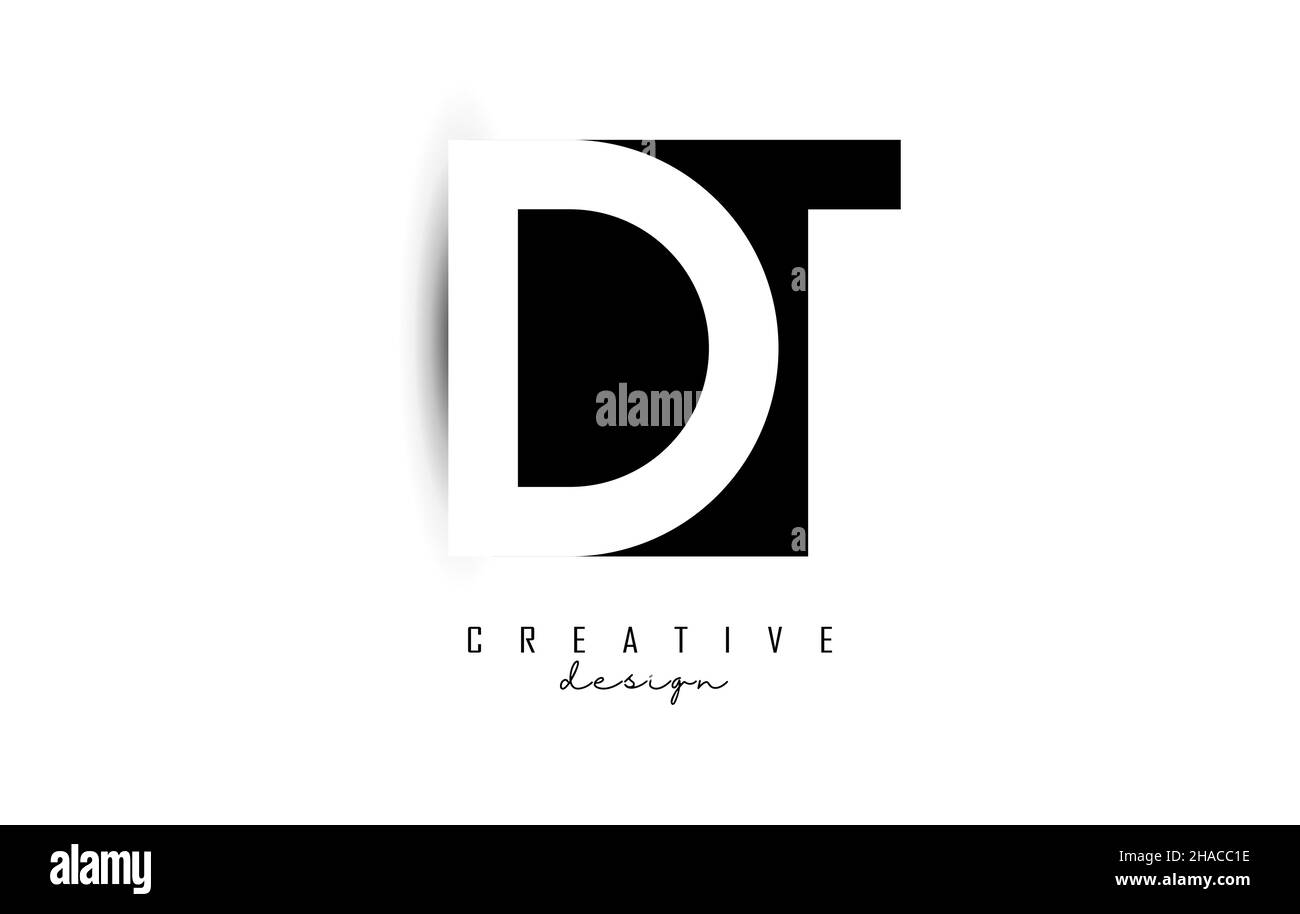 Letters DT Logo with black and white negative space design. Letters D ...