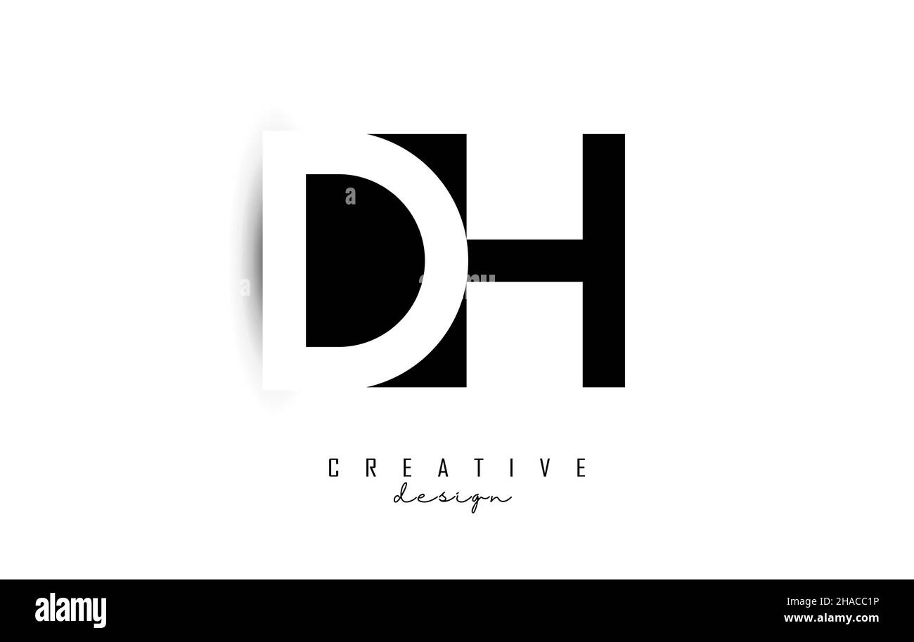 Letters DH Logo with black and white negative space design. Letters D ...