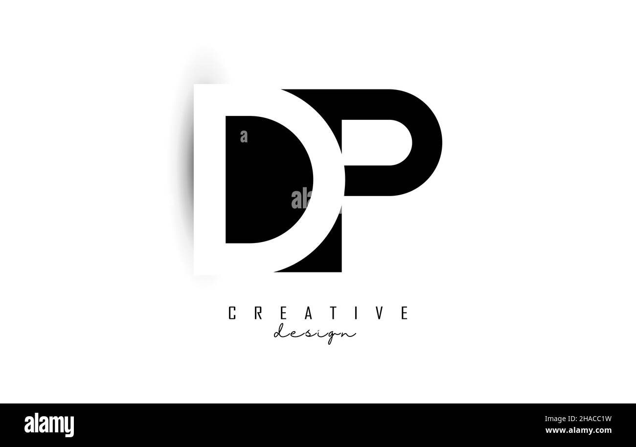 Letters DP Logo with black and white negative space design. Letters D ...