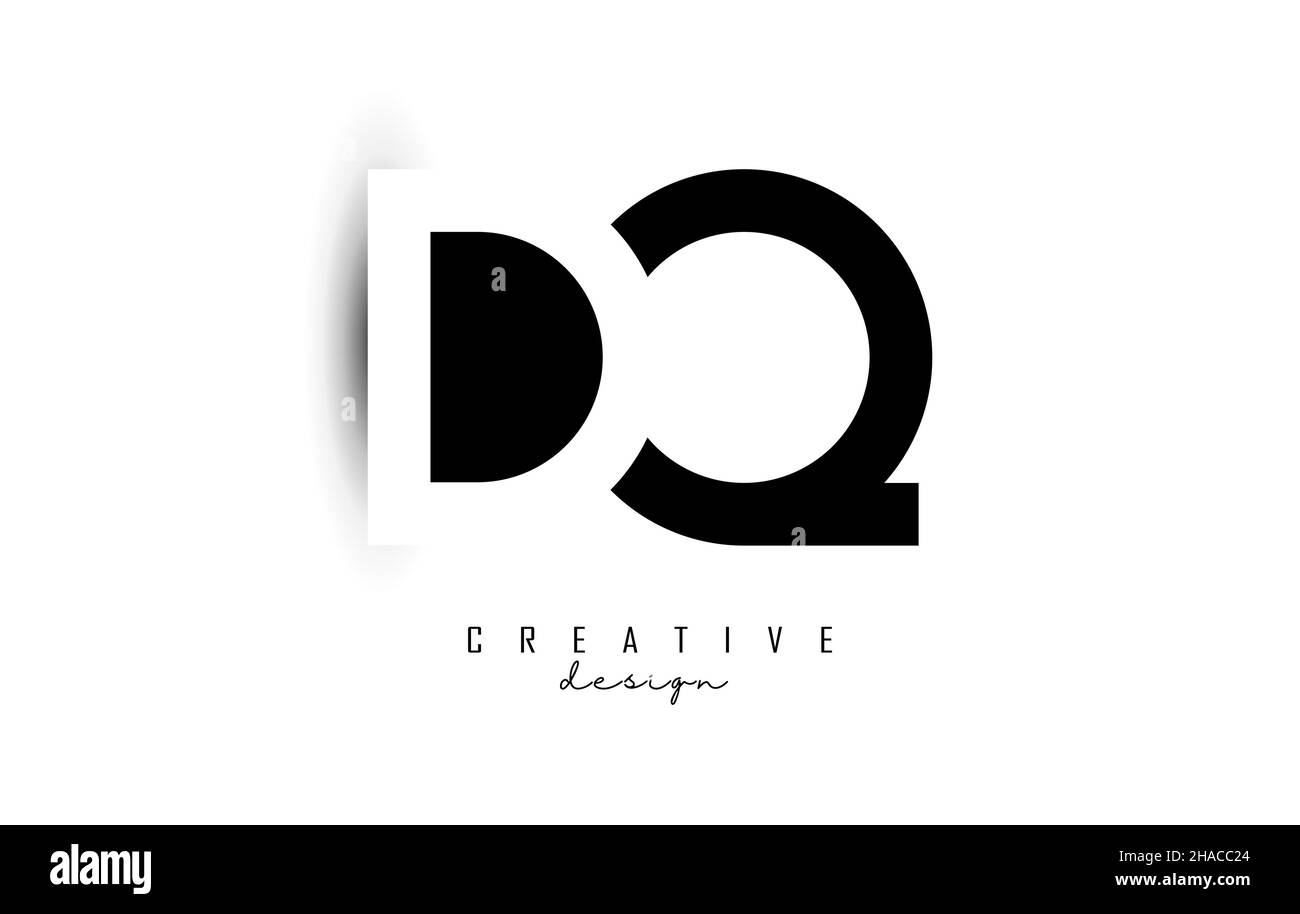 Letters DQ Logo with black and white negative space design. Letters D ...