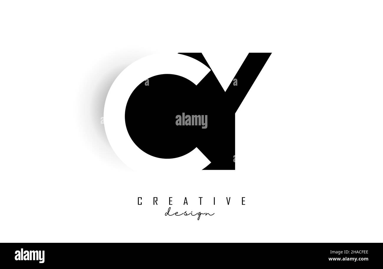 Letters CY Logo with black and white negative space design. Letters C ...