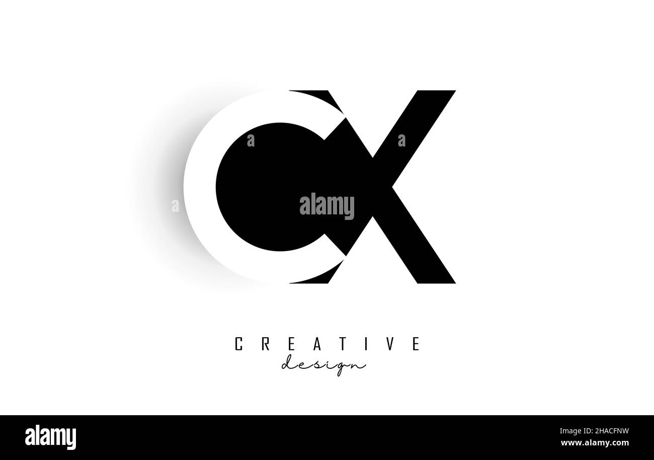 Letters CX Logo with black and white negative space design. Letters C ...