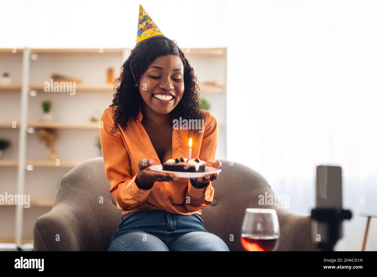 Woman posing birthday cake hi-res stock photography and images - Alamy